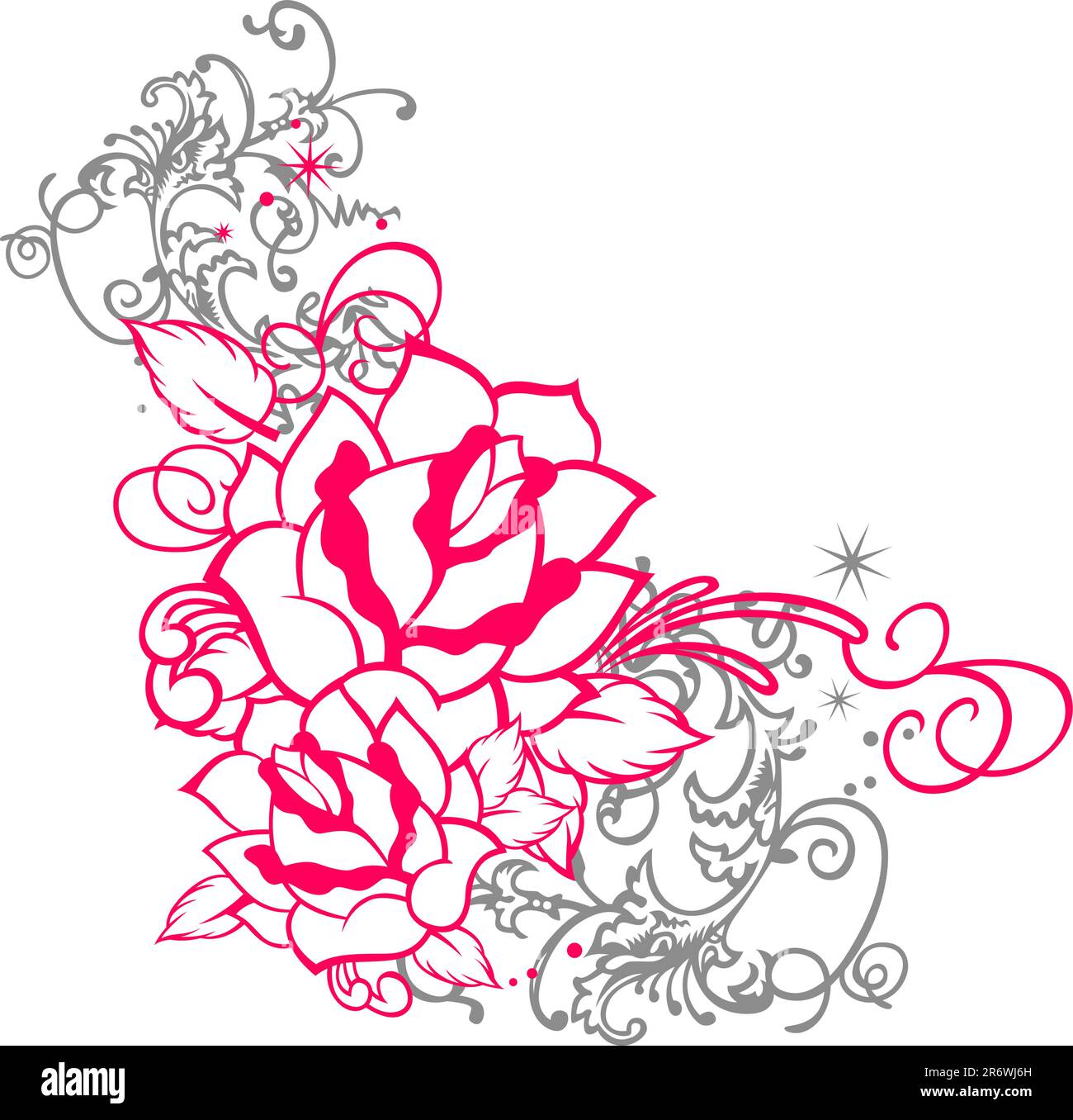 rose portrait with scroll ornament Stock Vector Image & Art - Alamy
