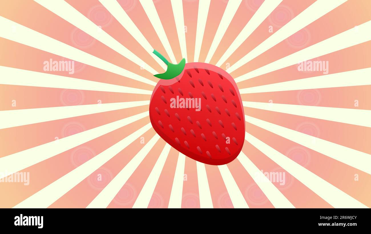 Strawberries on the background of the rising sun's rays retro shabby ...