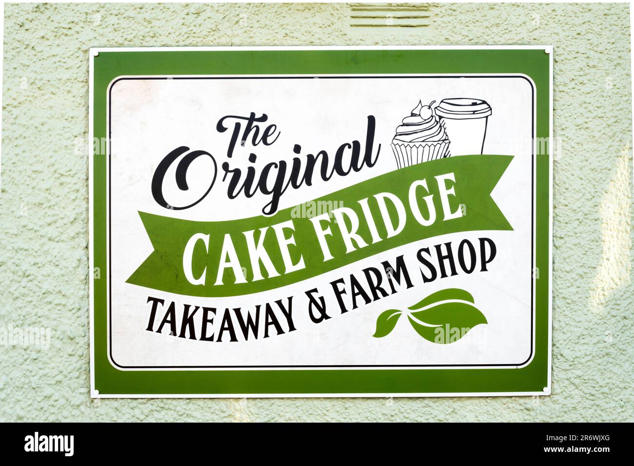 Sign on the original cake fridge and farm shop at Bixter on Shetland ...