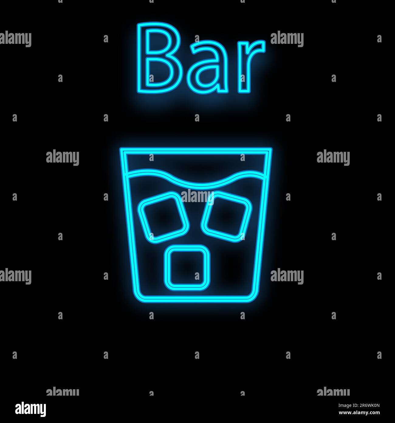 Bright luminous blue neon sign for cafe restaurant bar pub beautiful ...