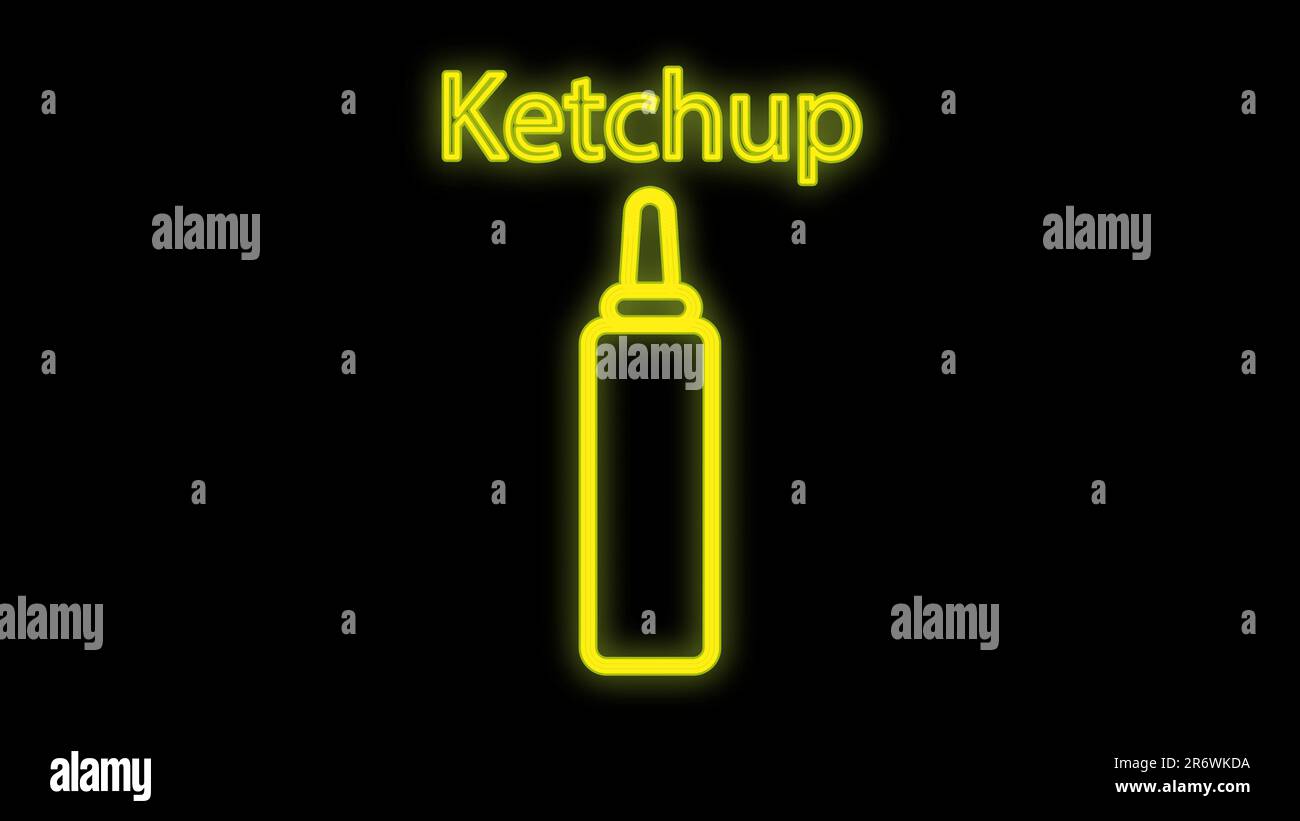 ketchup on black background, vector illustration. neon sign with the ...
