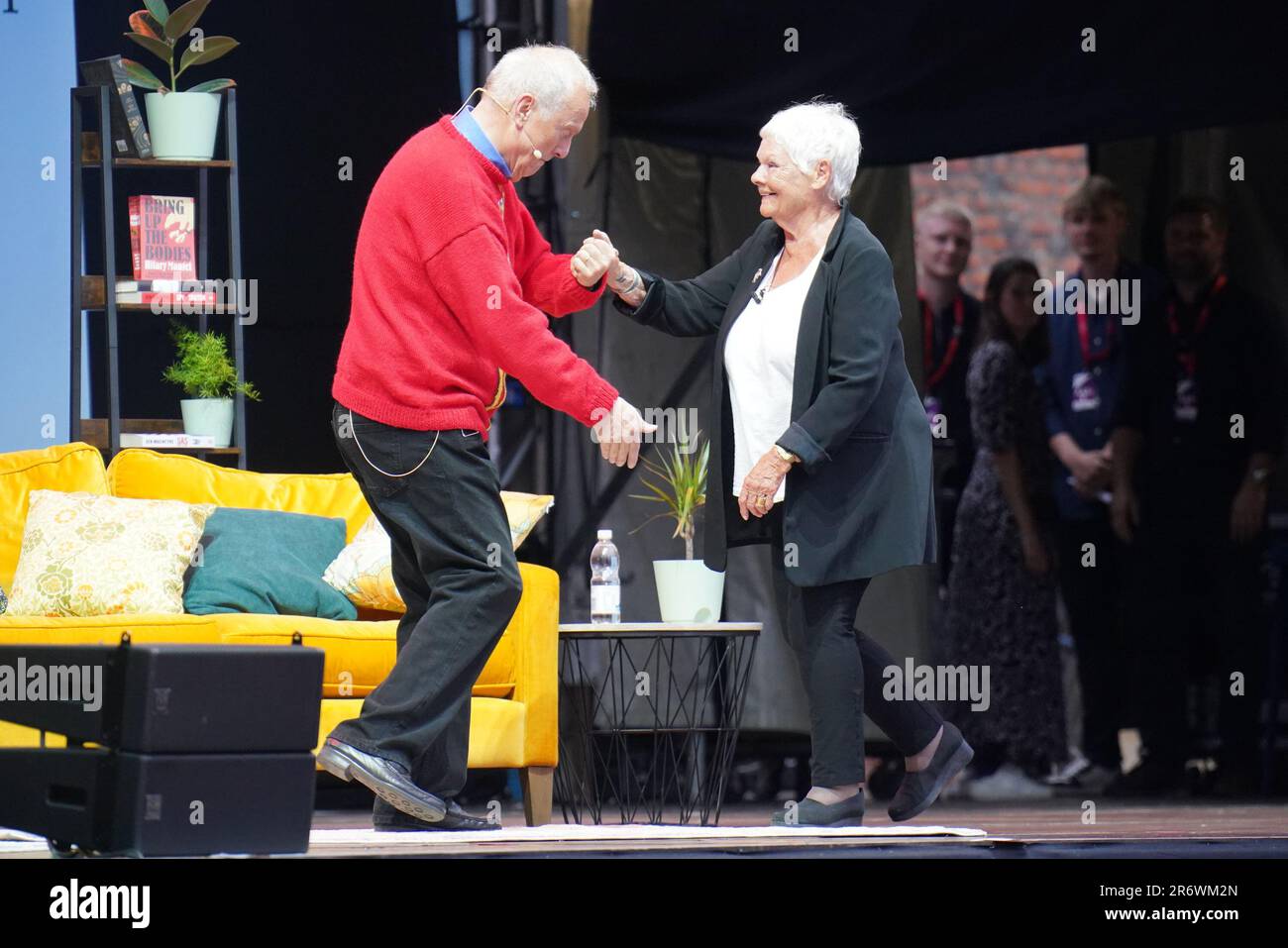 Dame Judi Dench and Gyles Brandreth, during a reception with authors, actors and lovers of ...