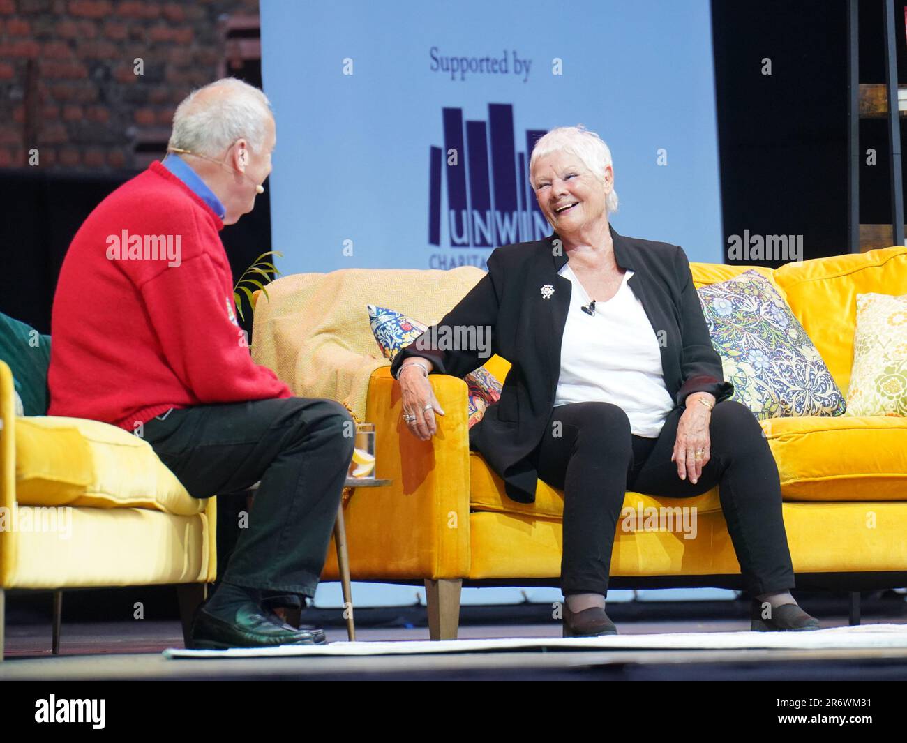 Dame Judi Dench and Gyles Brandreth, during a reception with authors, actors and lovers of ...
