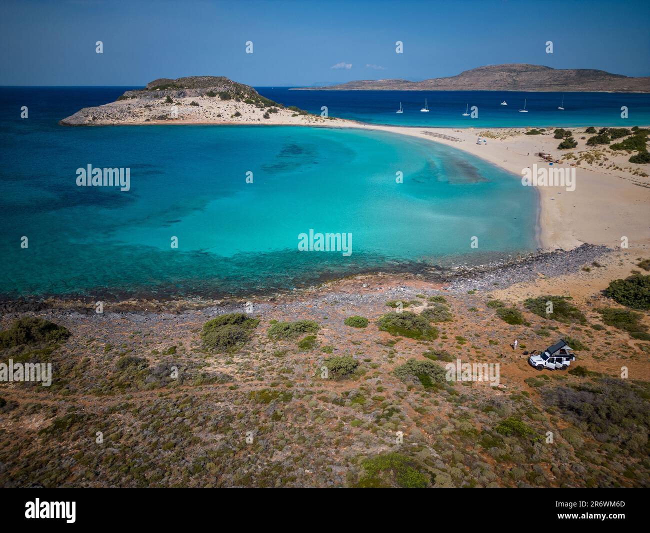 Fragos and Simos beach on Greek island Elafonisos with crystal clear ...
