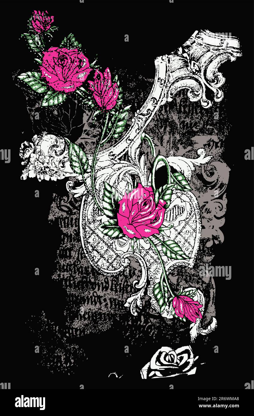 fancy rose with swirl ornament Stock Vector Image & Art - Alamy