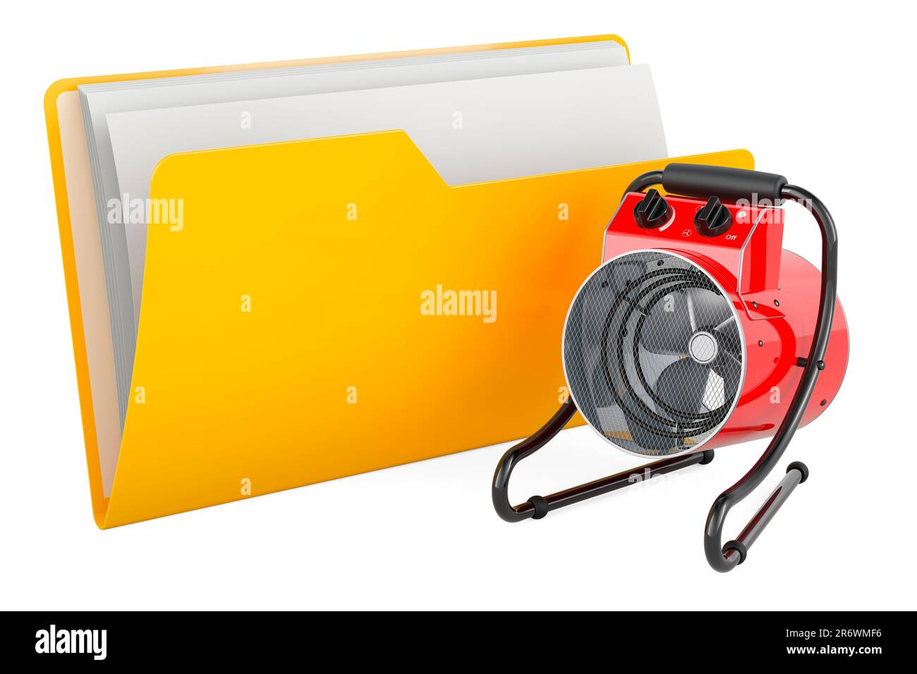 Computer folder icon with fan heater, 3D rendering isolated on white ...