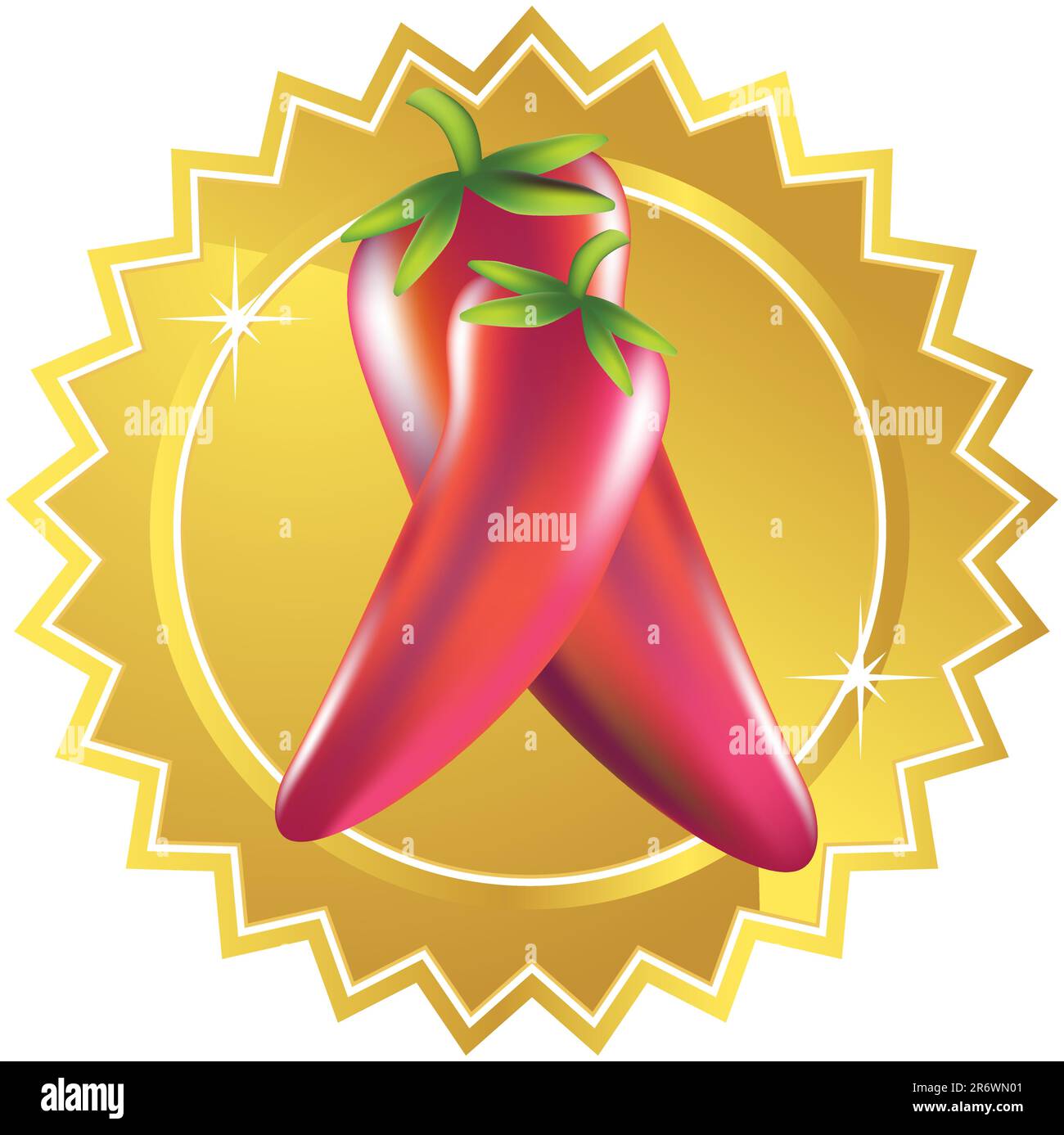 Pair Of Red Chili Peppers On A Gold Seal Stock Vector Image And Art Alamy