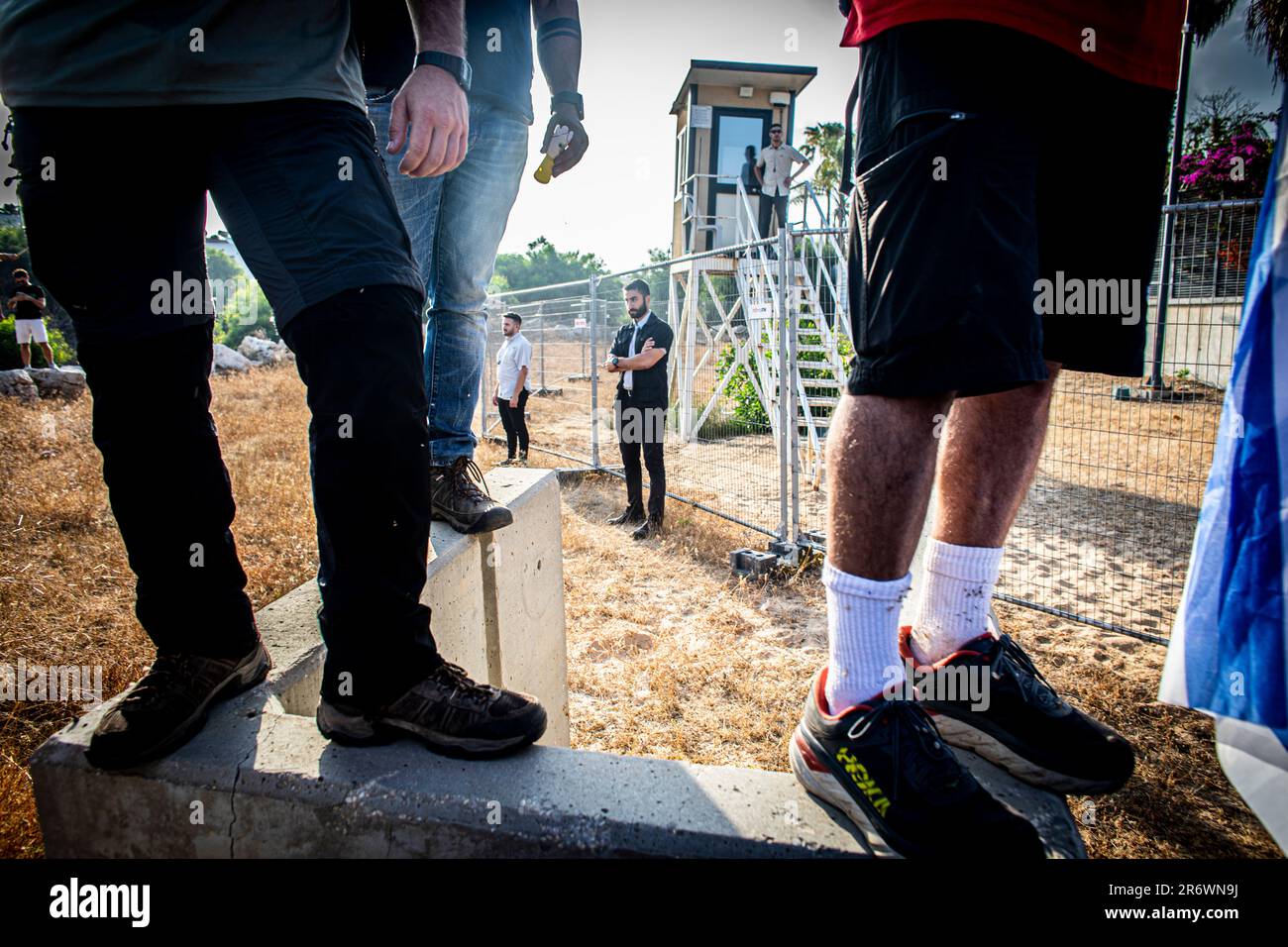 Caesarea, Israel. 11th June, 2023. Israeli security men stand guard ...