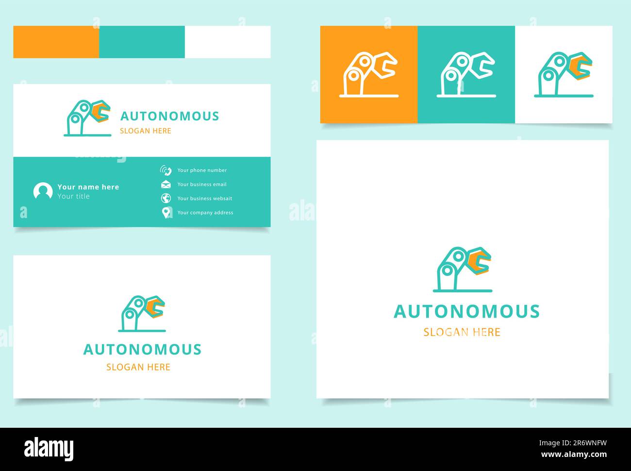 Autonomous logo design with editable slogan. Branding book and business ...