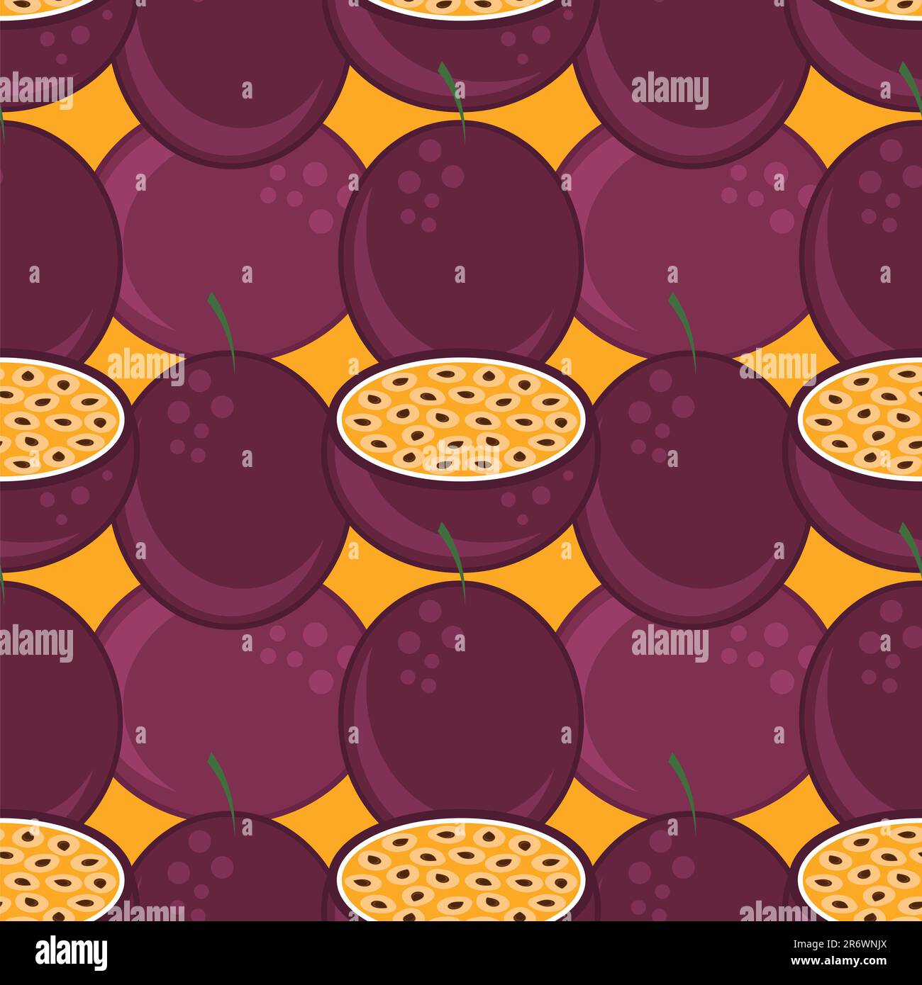 Seamless Passion Fruit Pattern with Brown Seeds on Orange Background ...
