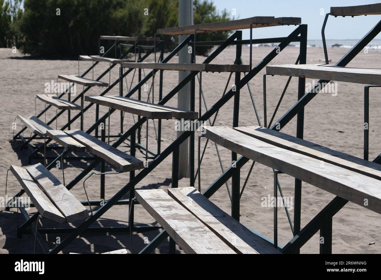 A set of empty wooden shelves on the beach Stock Photo - Alamy