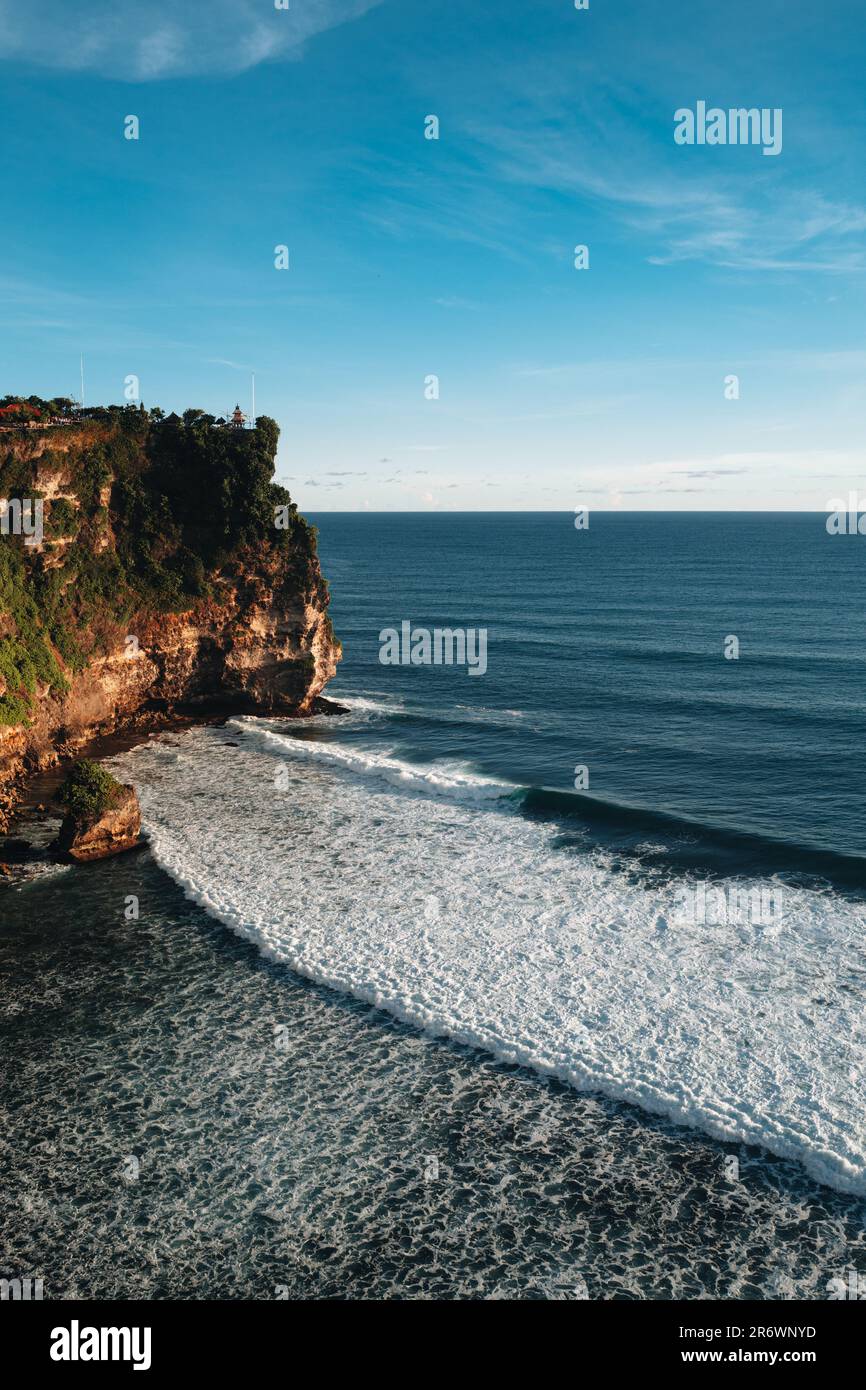Amazing view of the Bali island with blue sky, ocean, cliff. Summertime ...