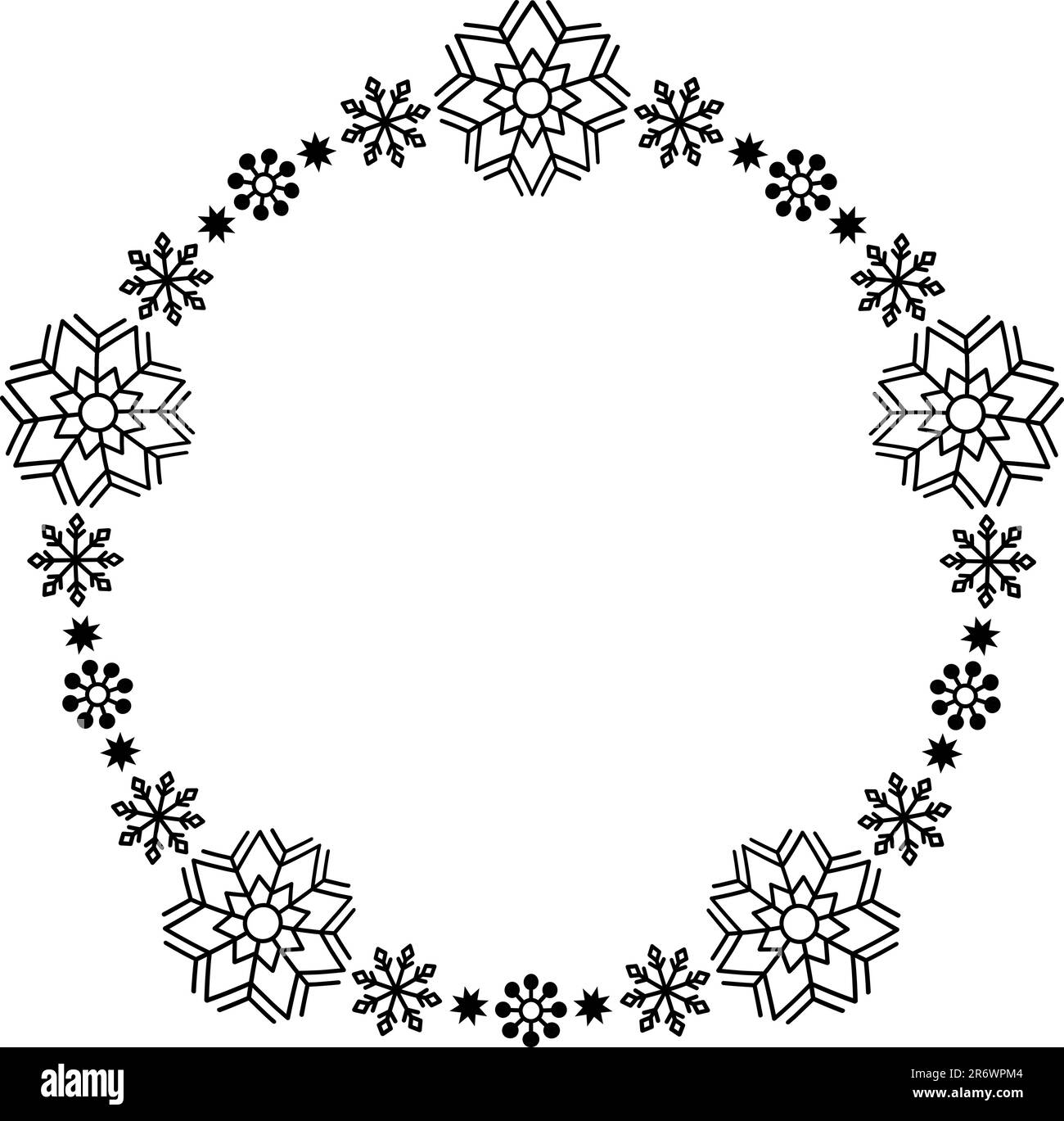Snowflake circle frame. Winter snowflake round border Stock Vector ...