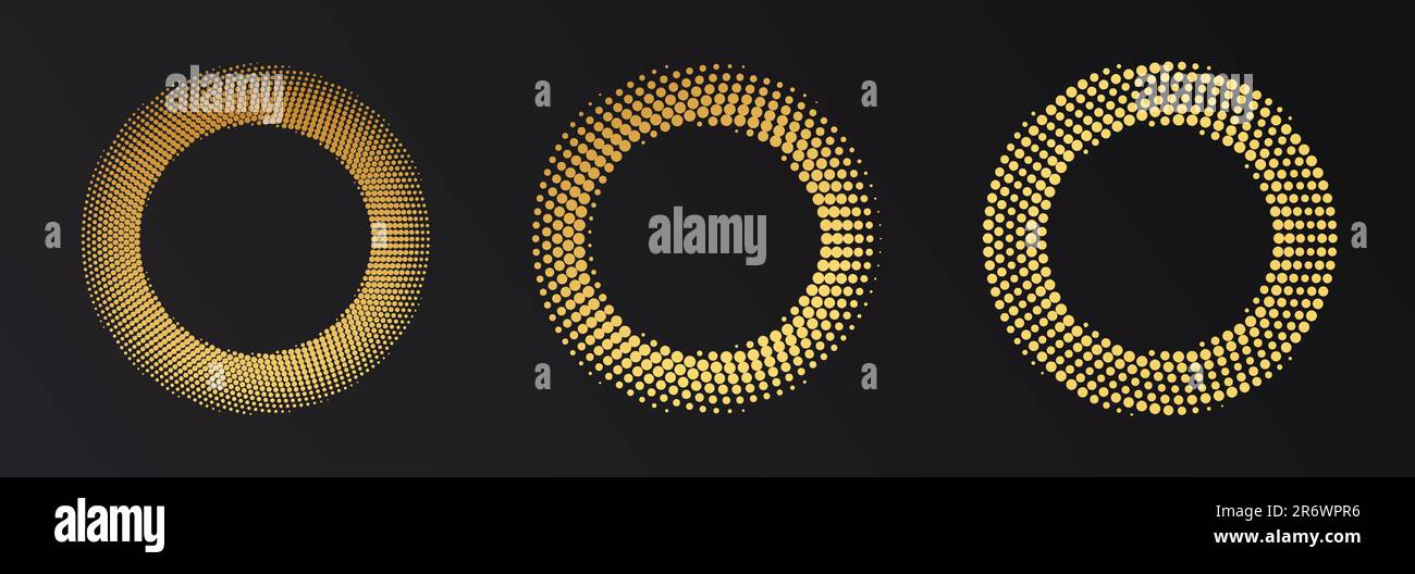 Gold Halftone round frame. Golden luxury Halftone circle Stock Vector ...