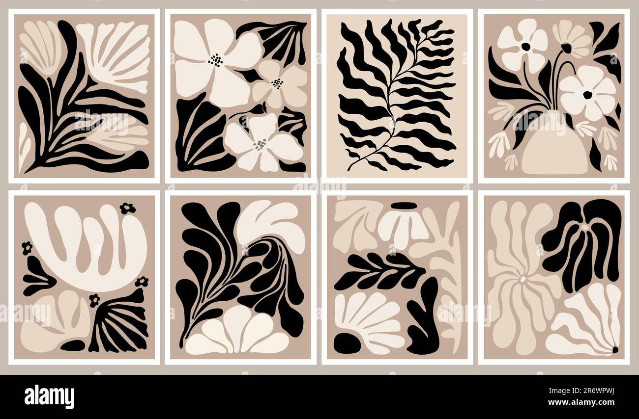 Set of abstract floral posters vector wall art Stock Vector Image & Art ...