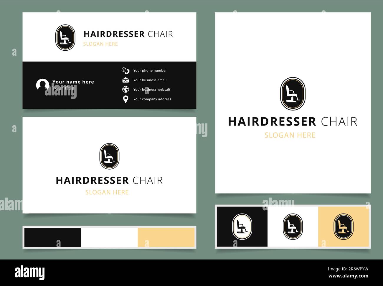 Hairdresser chair logo design with editable slogan. Branding book and ...