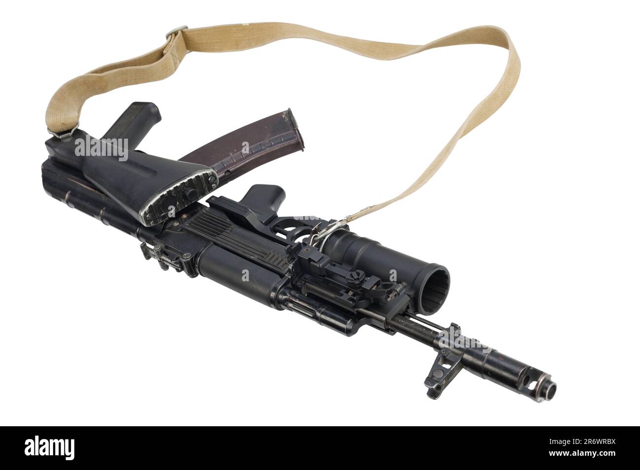 Modern kalashnikov 5.45x39 mm AK 74M assault rifle with 40 mm underbarrel grenade launcher ...