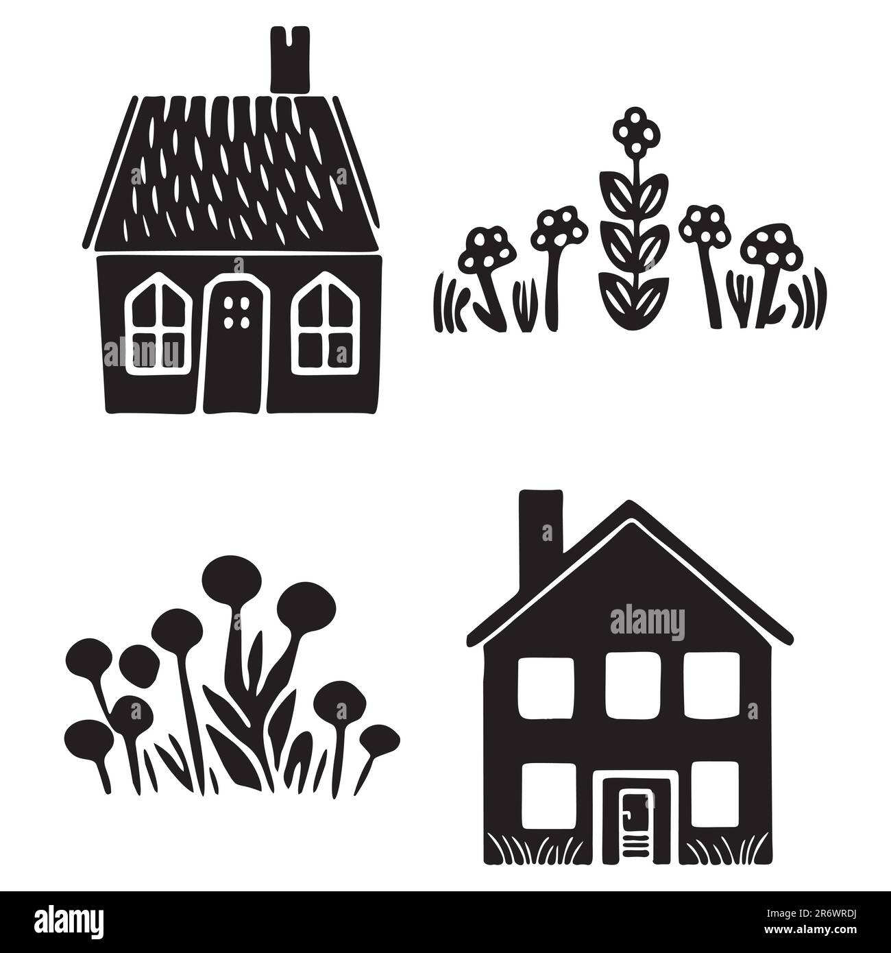Set of rustic cottage motif in homestead vintage style. Vector ...