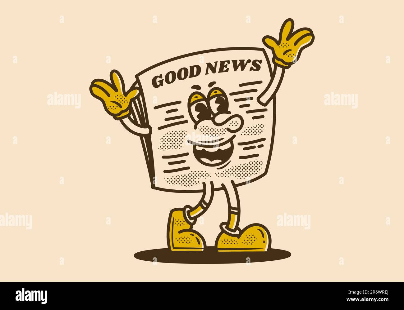 Newspaper mascot character illustration design with happy expression ...
