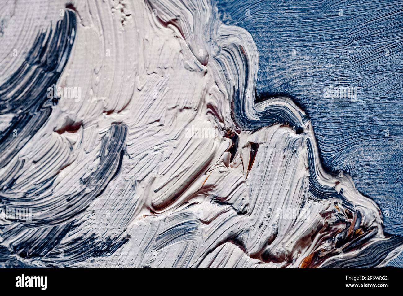 Close up blue white abstract oil painting background. Contemporary art ...