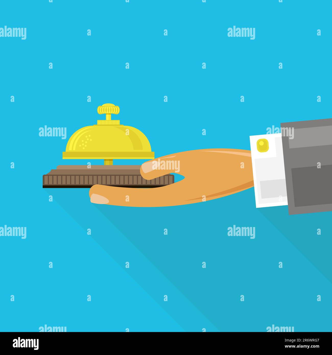 Vector Service Bell Icon Isolated on Blue Background. Recepcion Bell ...