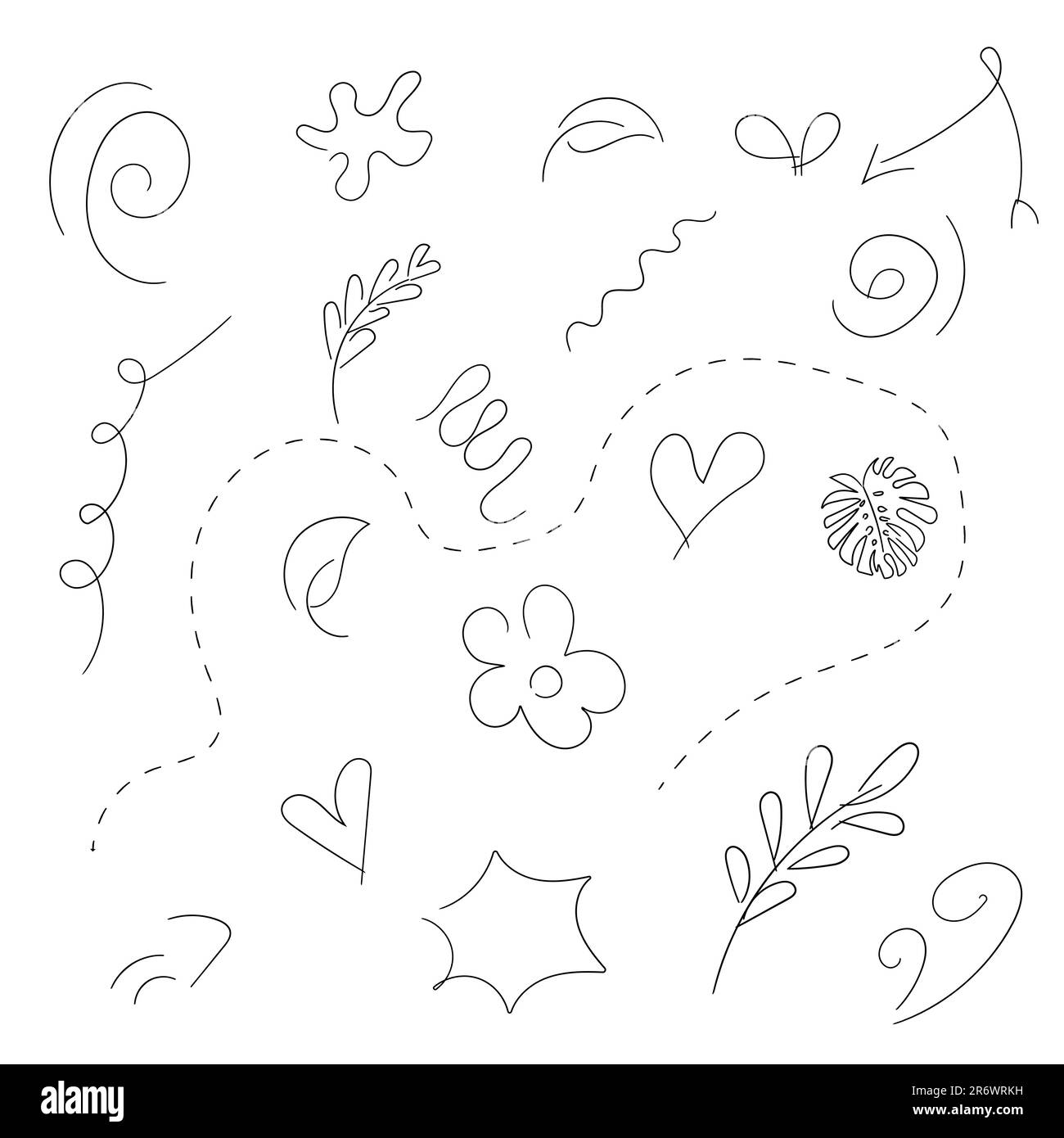 Hand-drawn vector doodle Doodle Swash Black Thin Line Set Include of ...