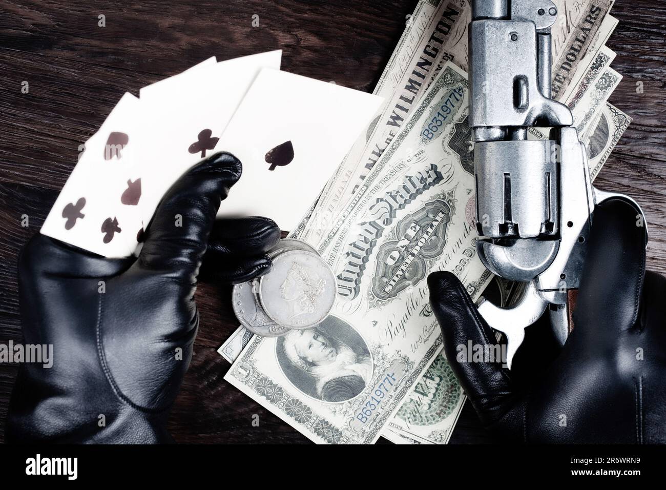 Dead man's hand. Two-pair poker hand consisting of the black aces and ...