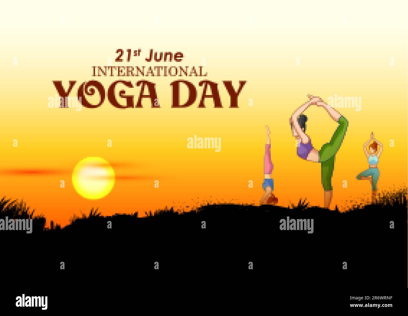 illustration of people doing asana and meditation practice for ...