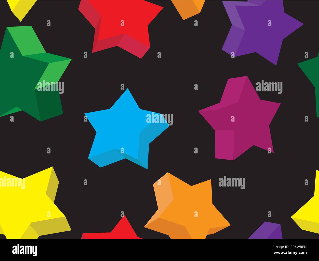 Seamless pattern in the form of 3d stars of different color in a vector ...