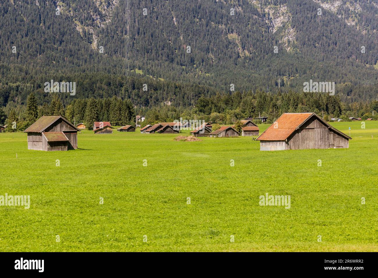 View of the loisach valley and the zugspitze hi-res stock photography ...