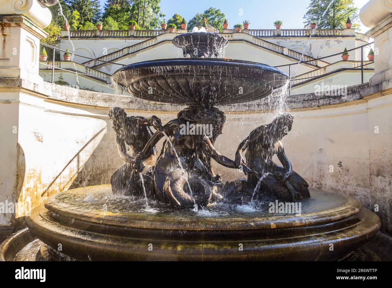 Neptune fountain at Linderhof palace, Bavaria state, Germany Stock ...