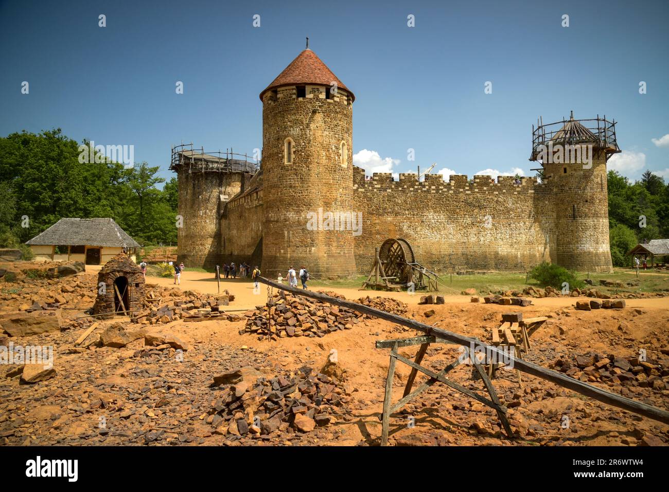 Guedelon - France - May 2023: View on the medieval construction of ...