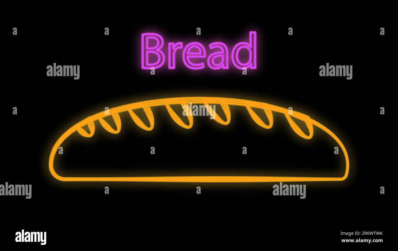 loaf on a black background, pattern. vector illustration. neon loaf ...