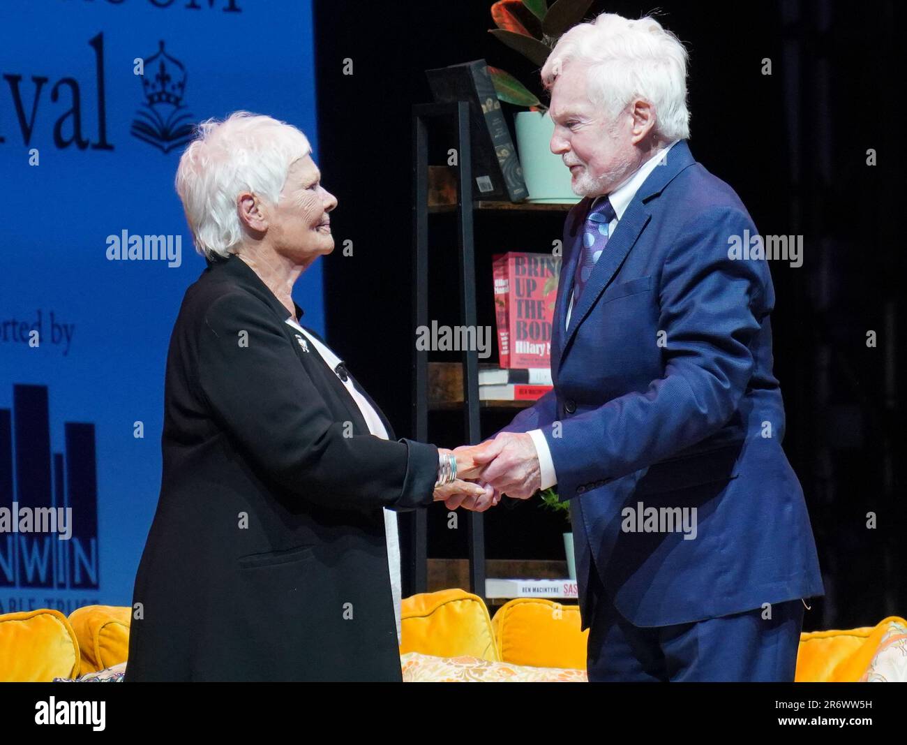 Dame Judi Dench and Derek Jacobi, during a reception with authors, actors and lovers of ...