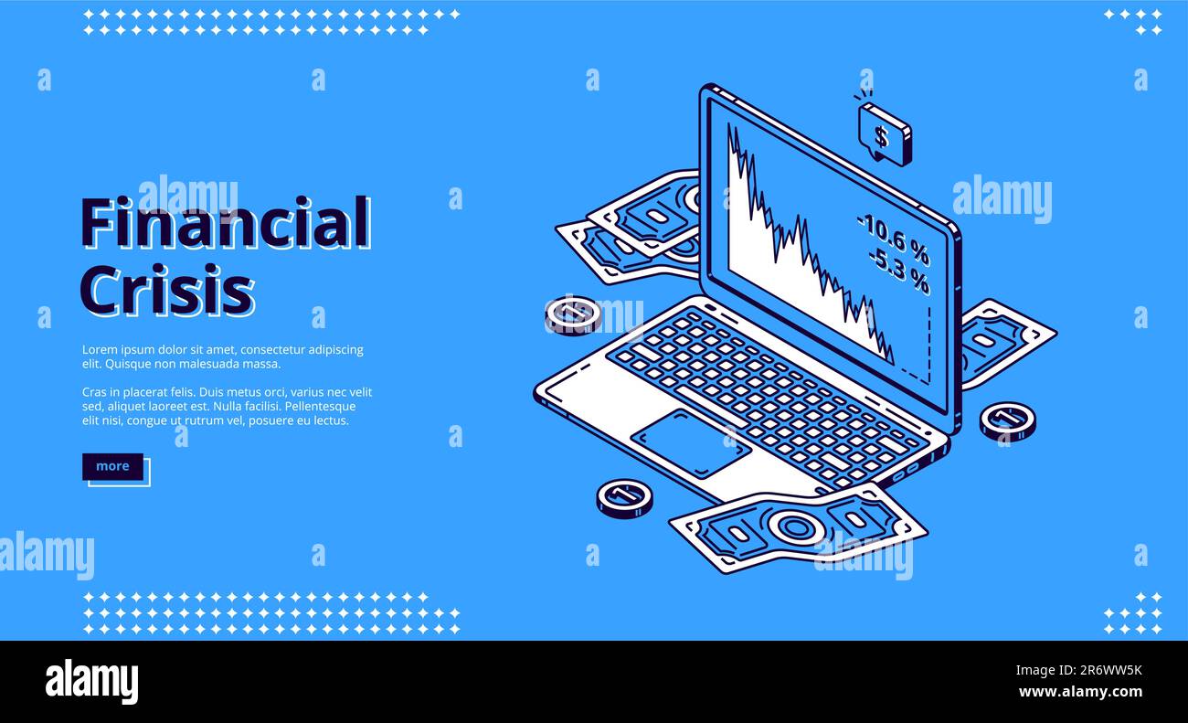 Financial crisis banner. Decline on stock market, economy crash. Vector ...