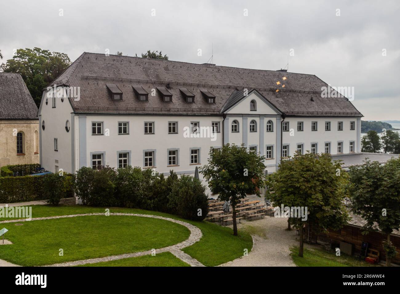 Augustinian monastery at Herreninsel island in Chiemsee lake, Bavaria ...