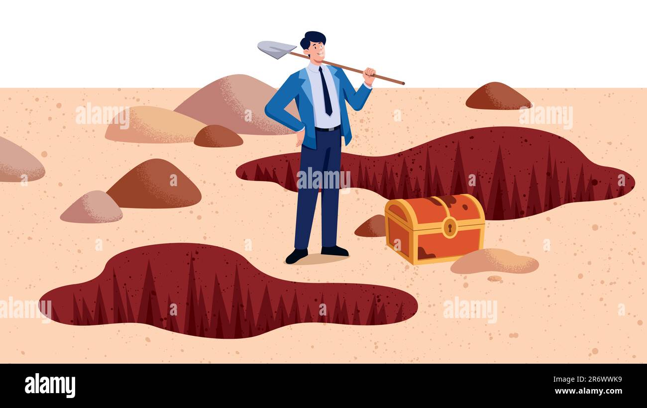 Businessman Finds Treasure Stock Vector Image & Art - Alamy