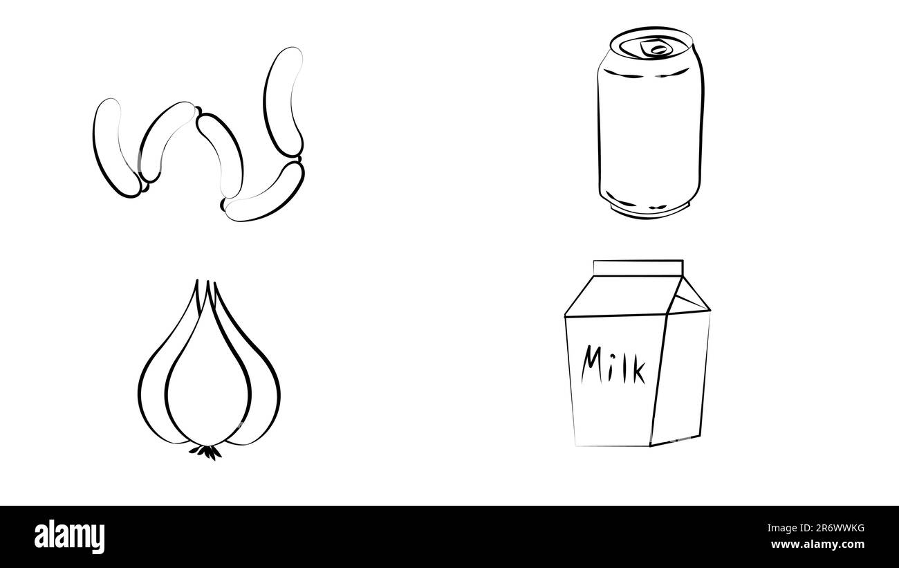 Hand drawn meal doodles set. Collection of pencil or chalk drawing ...