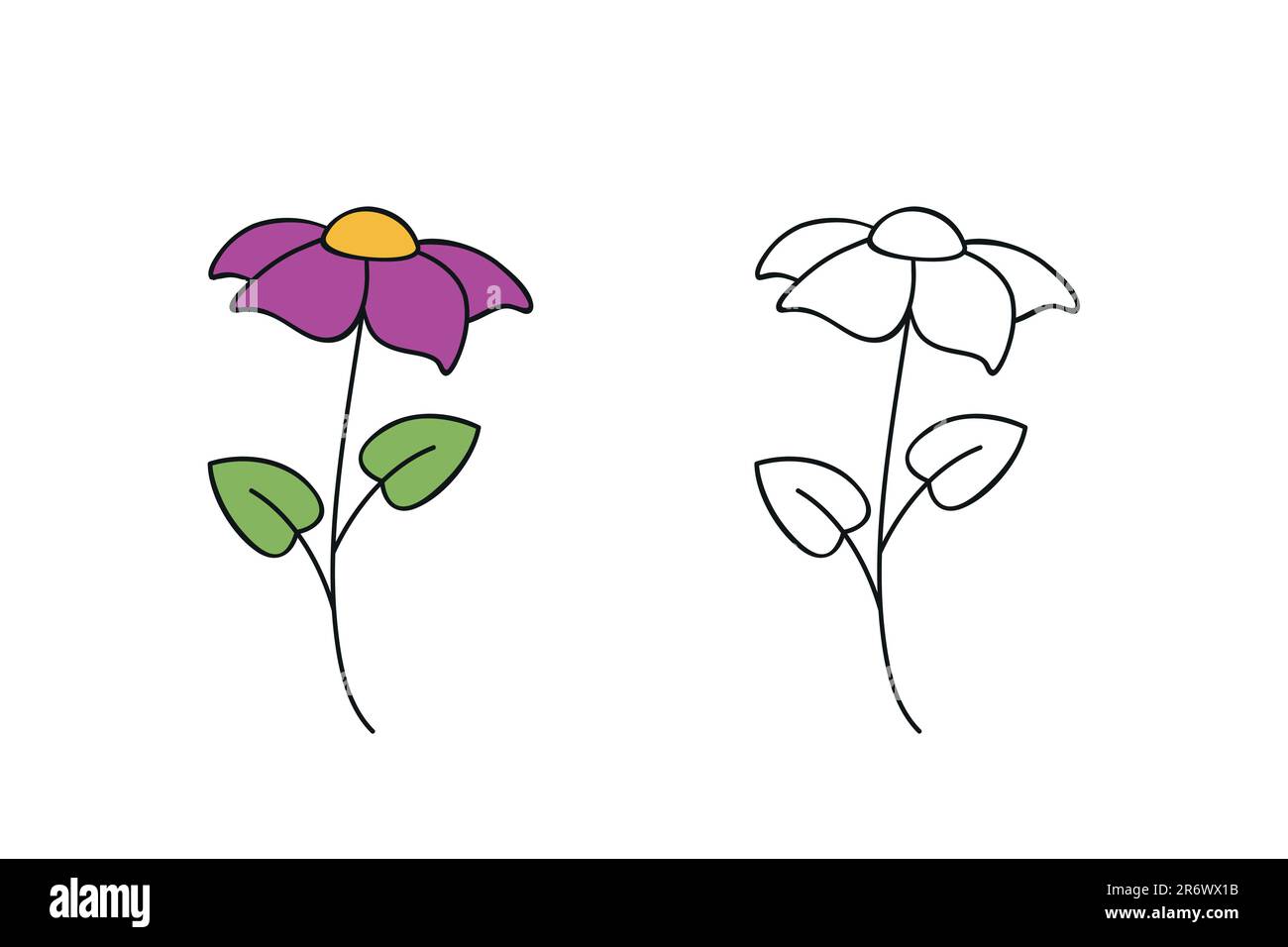 flower hand drawing outline for coloring book Stock Vector Image & Art ...