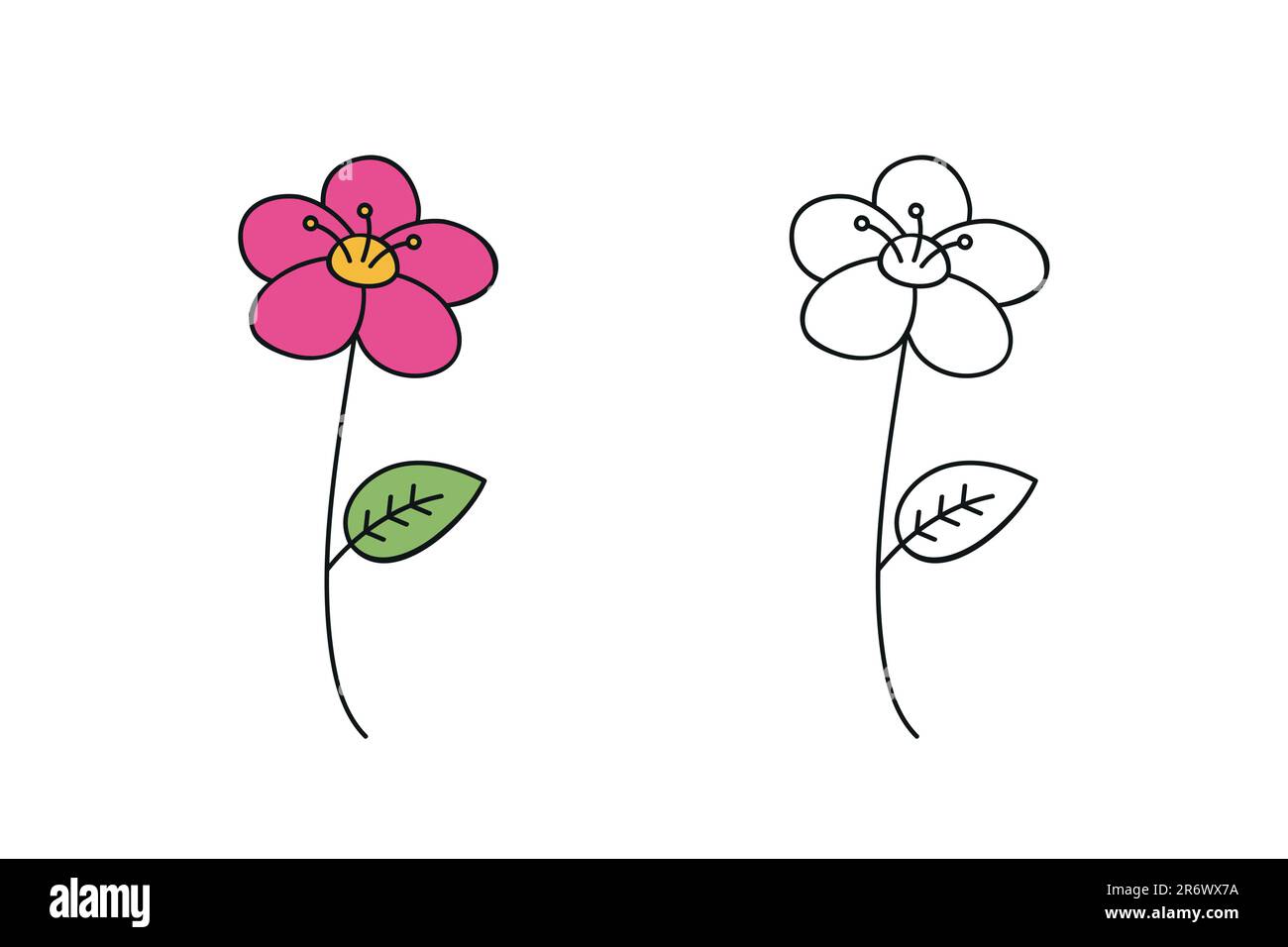 flower hand drawing outline for coloring book Stock Vector Image & Art ...