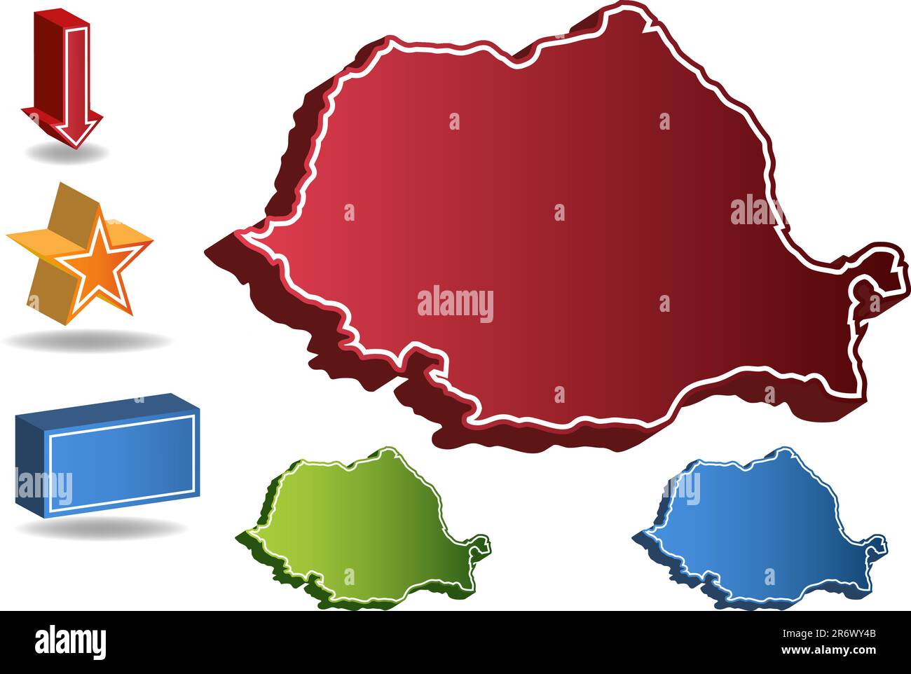 3D Romania country map isolated on a white background Stock Vector ...