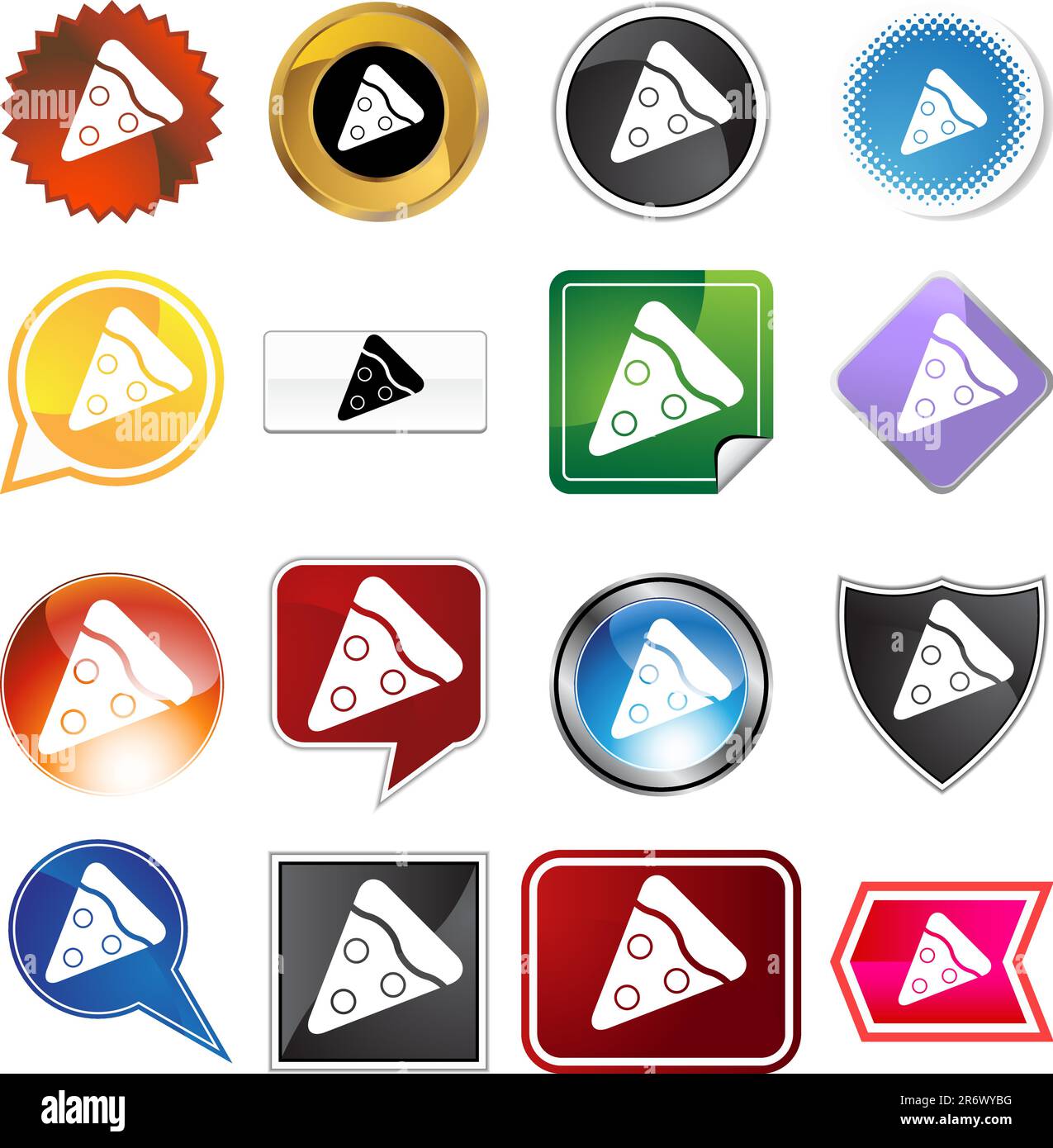 Pizza variety icon set isolated on a white background Stock Vector ...