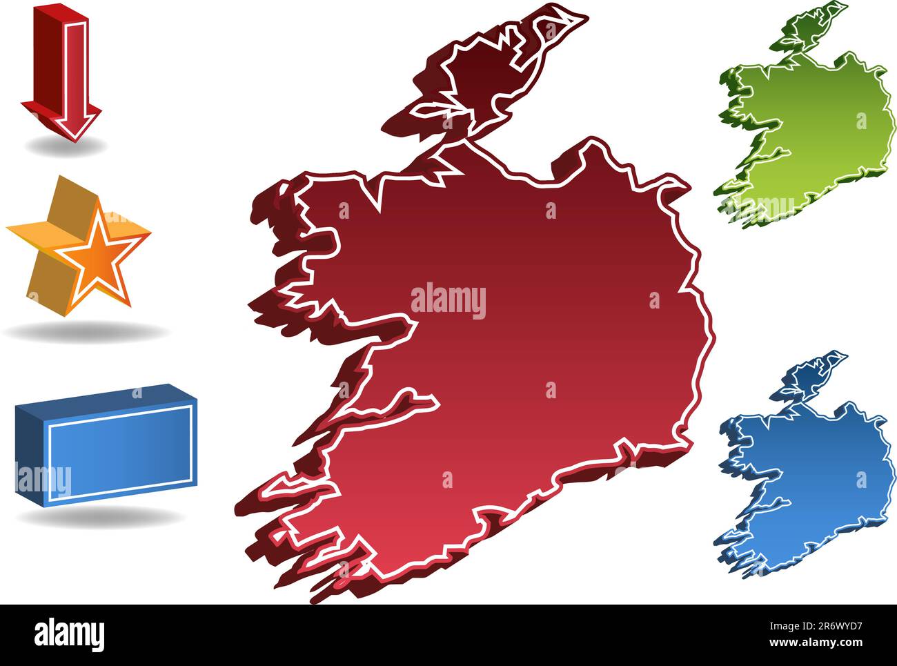 3D Ireland country map isolated on a white background Stock Vector ...