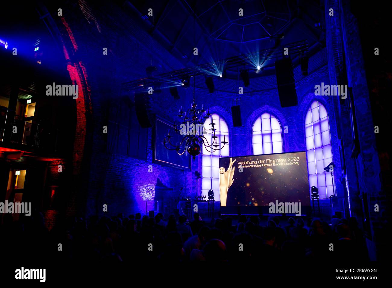 Emden, Germany. 11th June, 2023. The Johannes a Lasco Library shines in ...