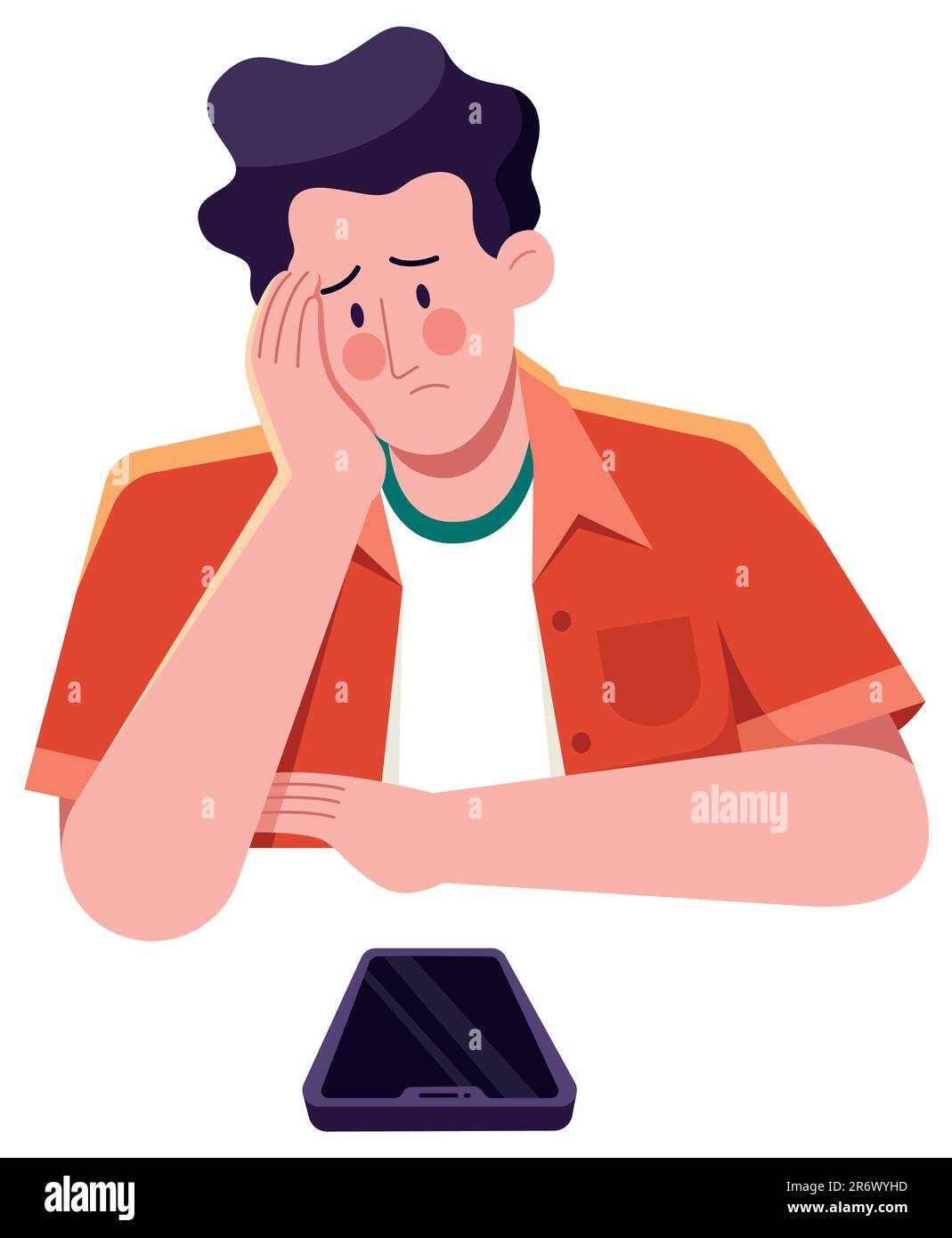 Waiting for Phone Call on White Stock Vector Image & Art - Alamy