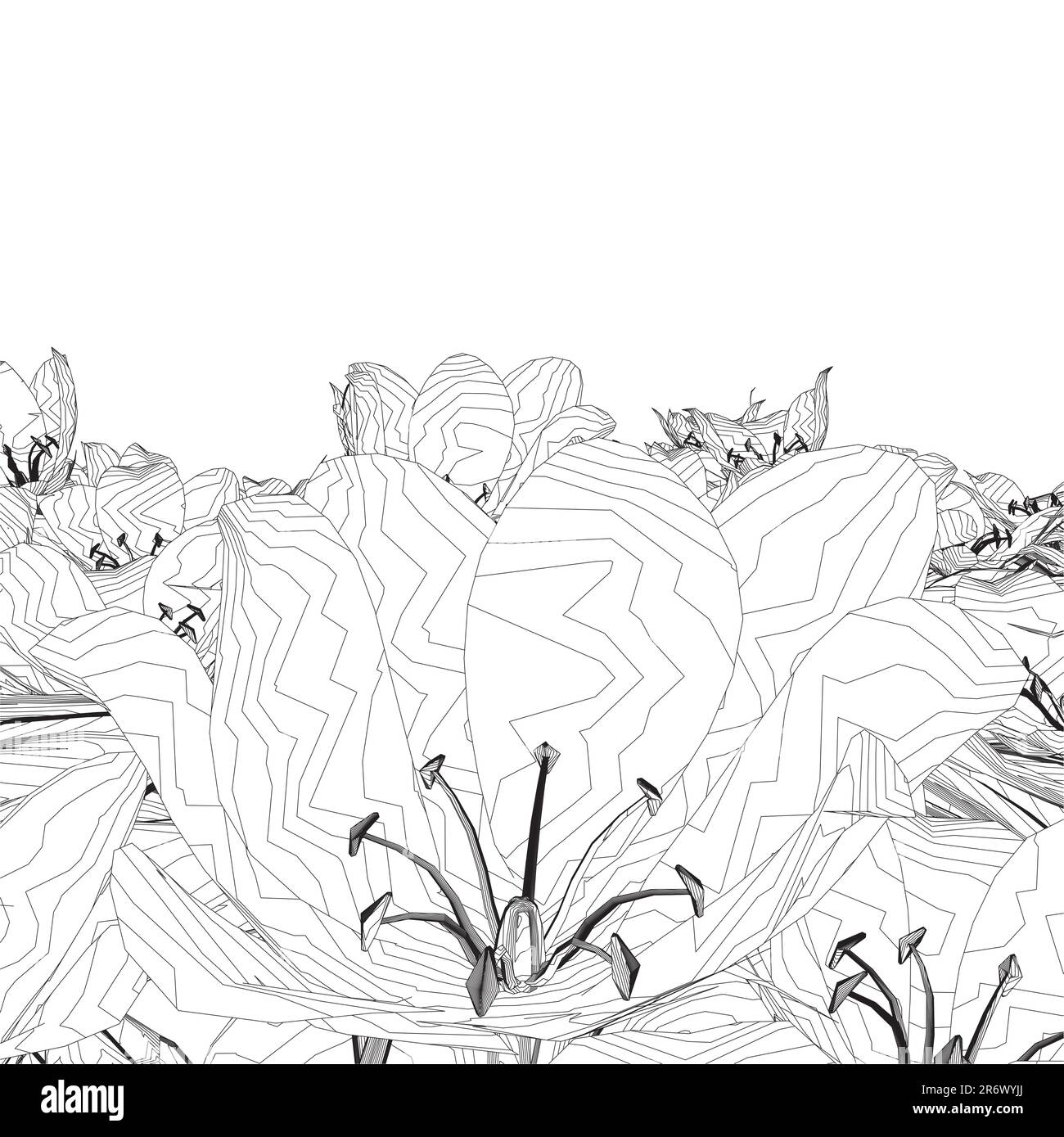 Contour Grass with herbs and wild flowers. Vector isolated silhouette ...