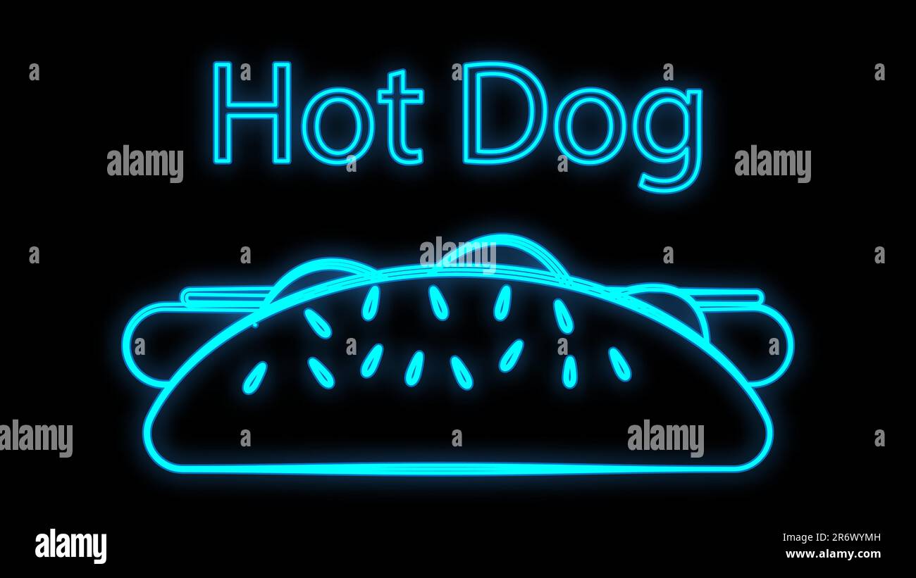 hot dog on a black background, neon, vector illustration. sausage ...