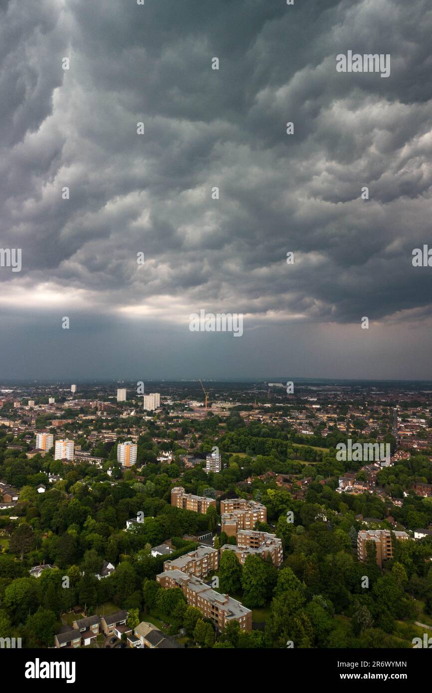 Birmingham 11th June 2023 - A large ominous storm cloud encroached the ...