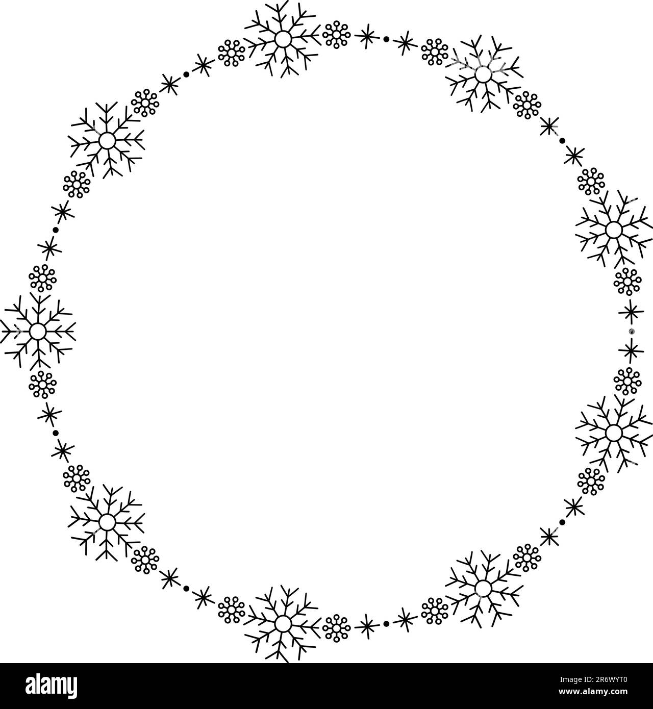 Snowflake circle frame. Winter snowflake round border Stock Vector ...