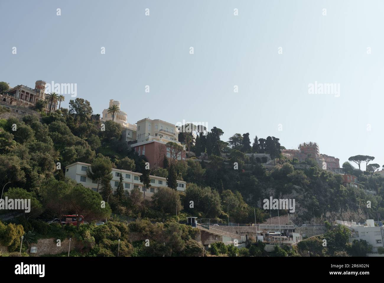 Nice, France - Circa March, 2023: Nice hillf and cliffs with houses on ...
